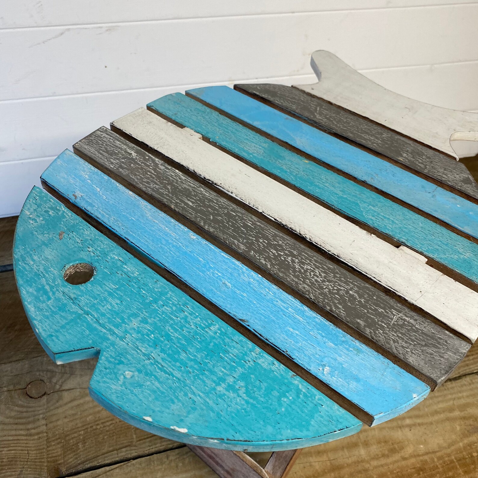 Wooden Folding Fish Shaped Table With Distressed Finish - Etsy
