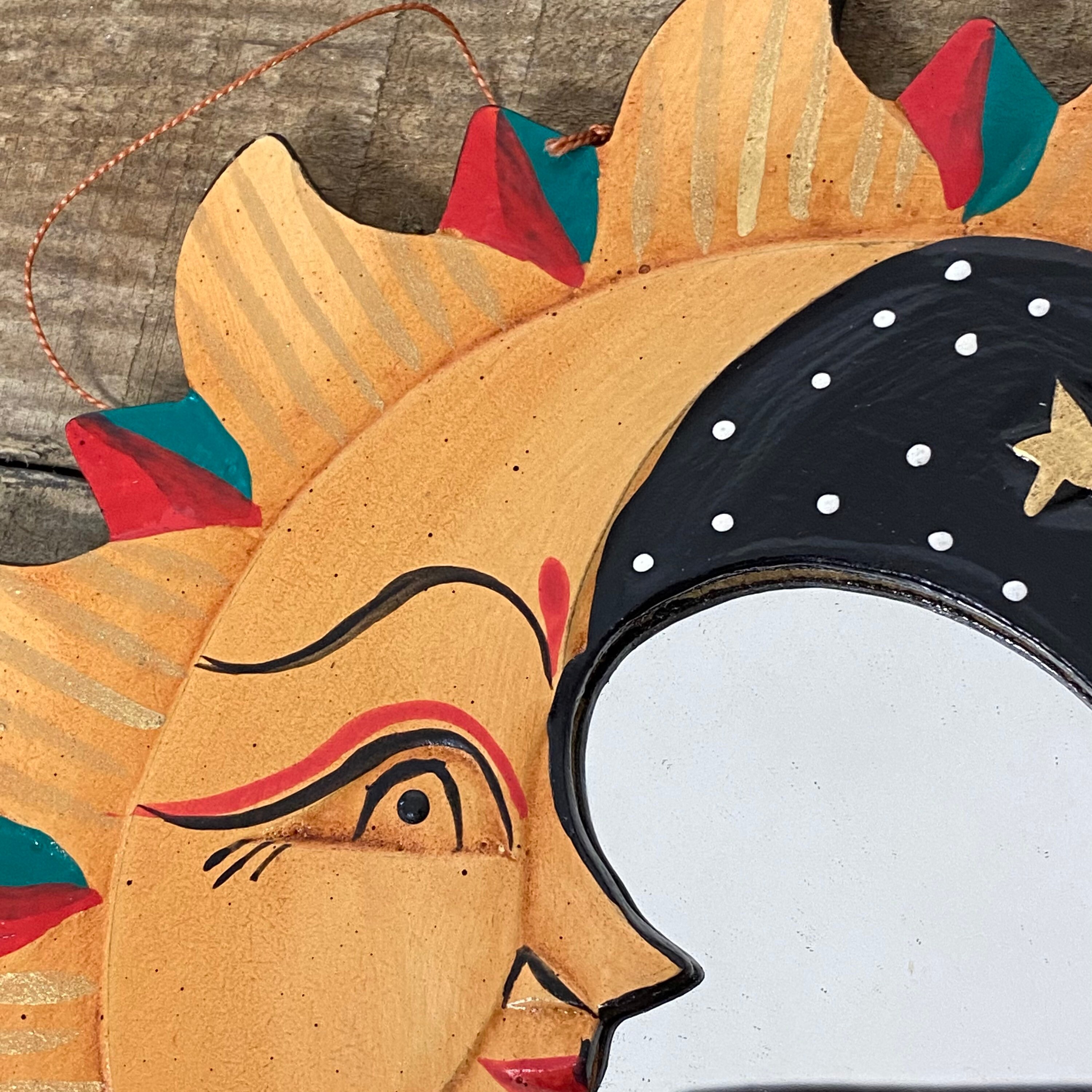 Wooden Sun and Moon Wall Hanging Decorative Mirror | Etsy