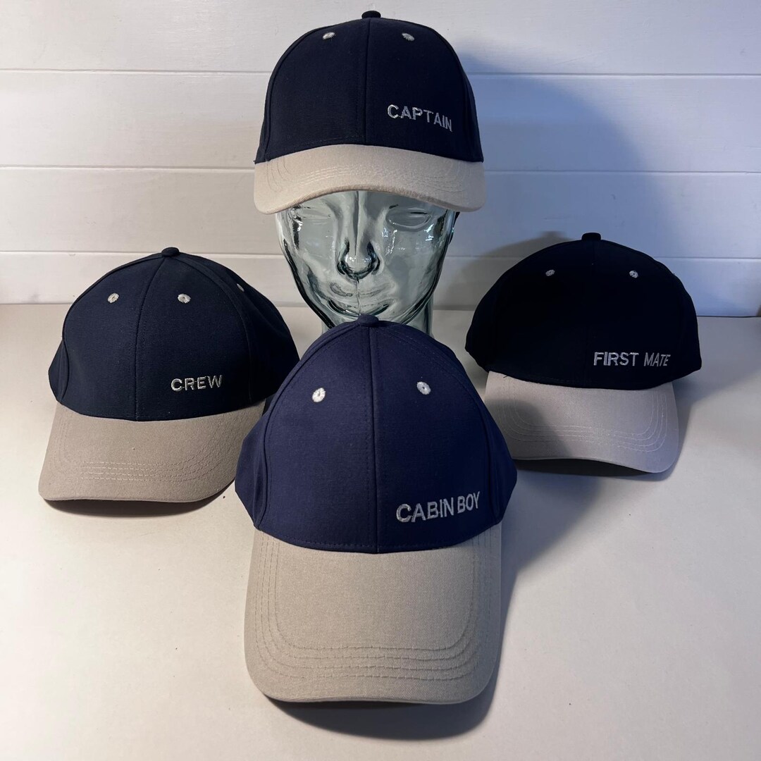 Set of 4 Adjustable Navy-blue Baseball Caps| Captain| Cabin Boy| First ...