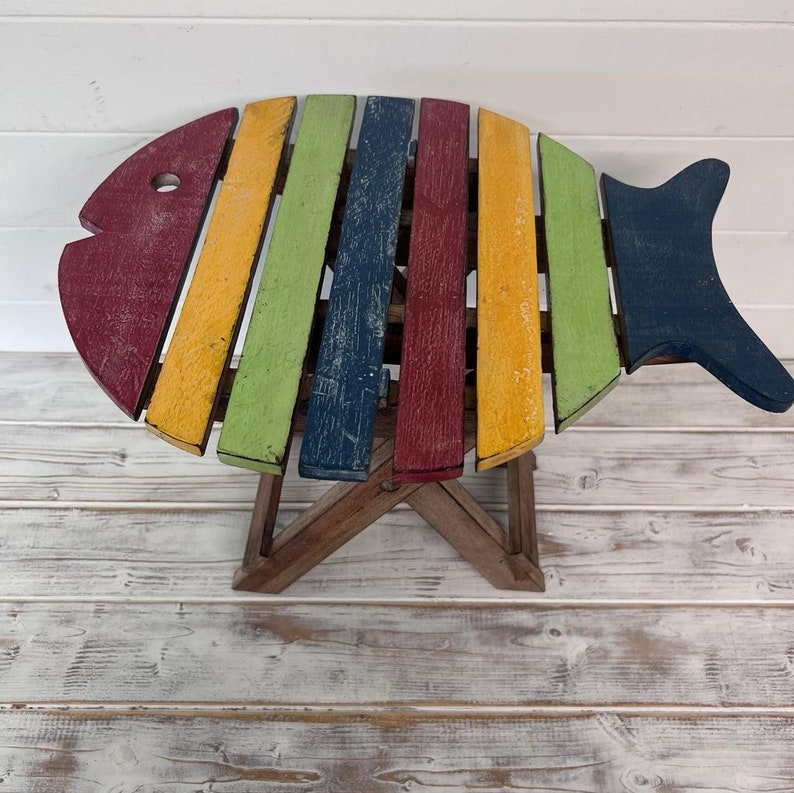 Multi Coloured Fishing Table With Distressed Finish - Etsy