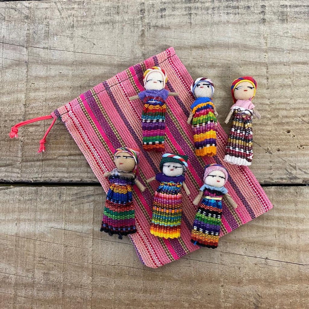 Set of 6 Guatemalan Handmade Worry Dolls With a Colourful Crafted ...