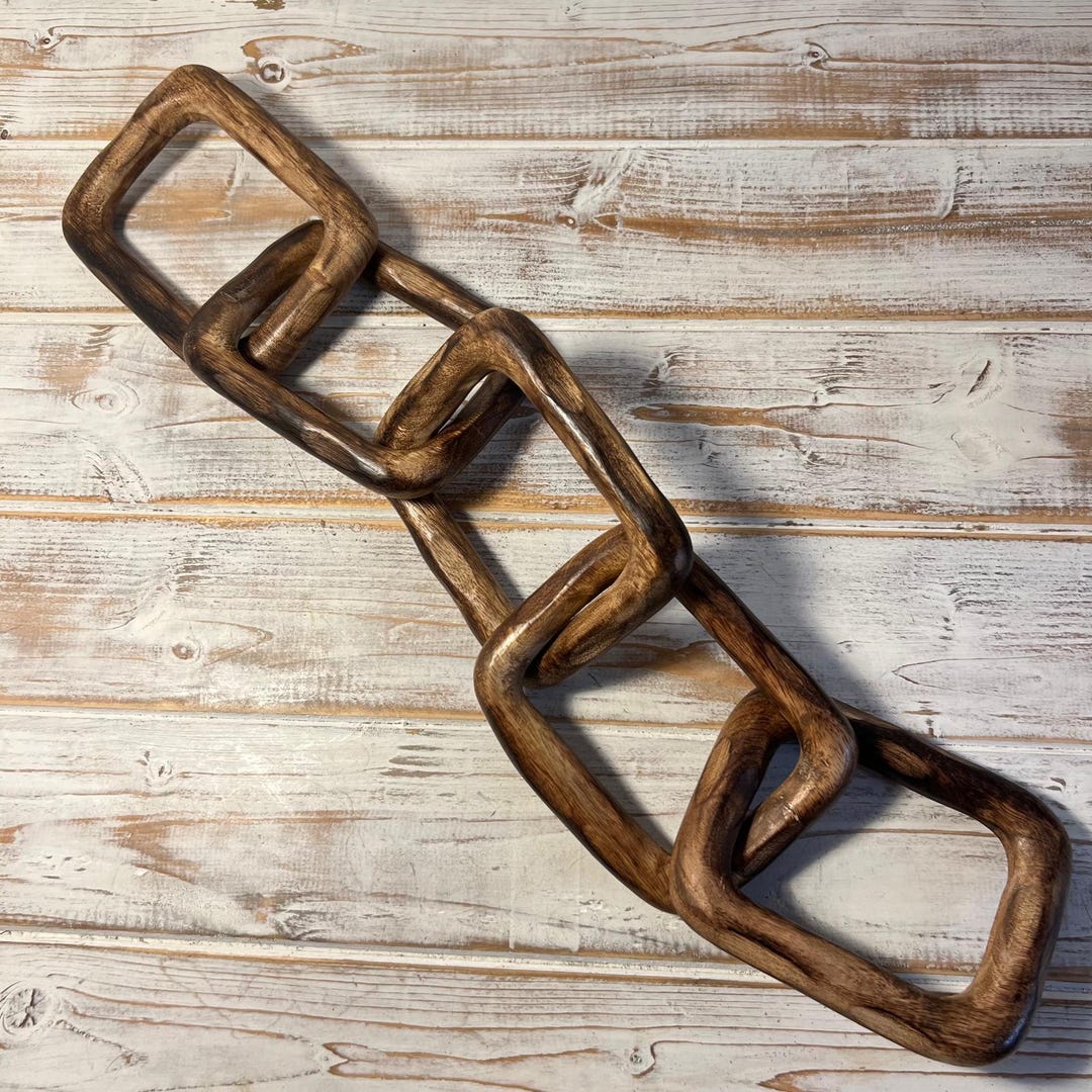 Rustic Wooden Rectangular 5-link Chain Ornament for Home Decor, Ideal ...