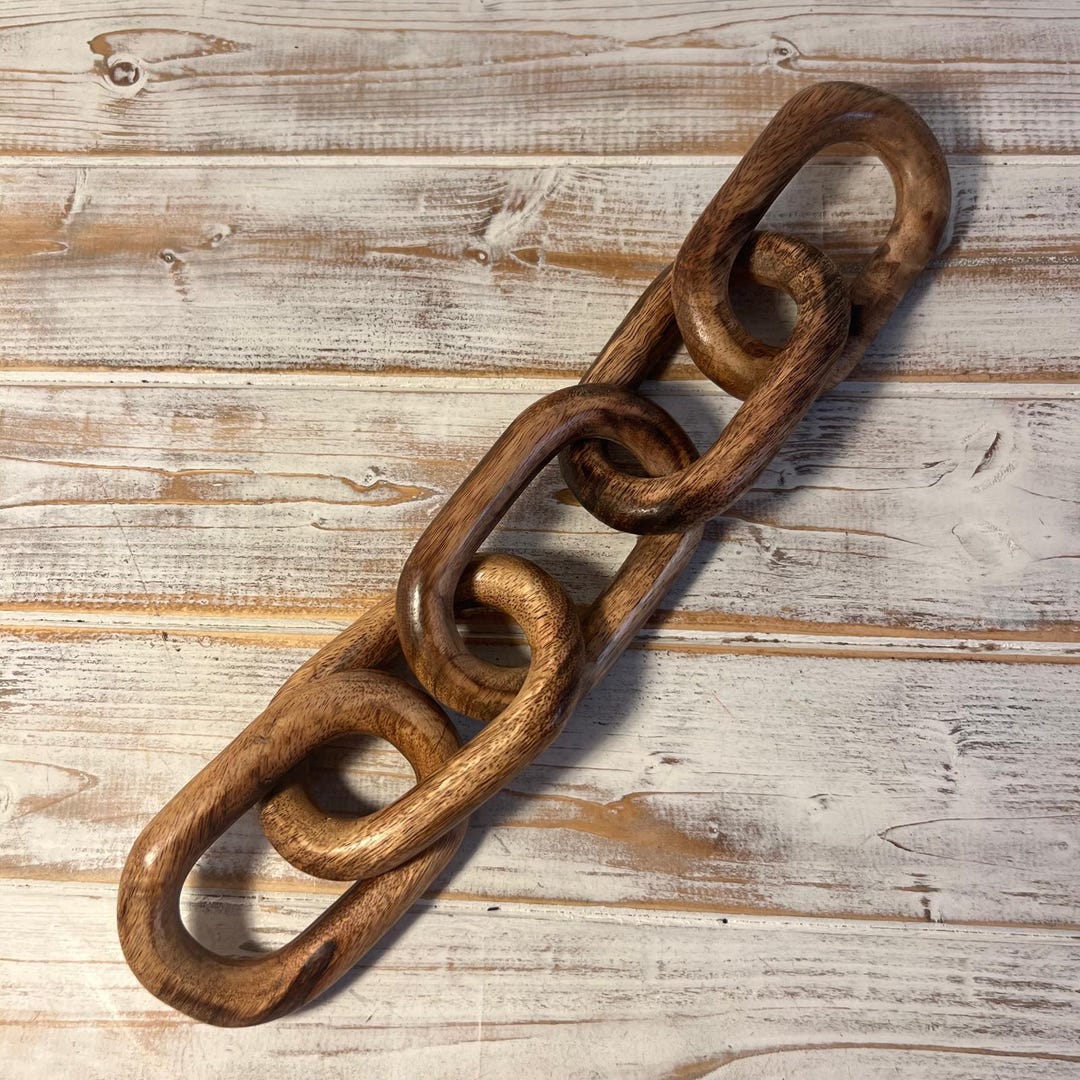Rustic Wooden 5-link Chain Ornament for Home Decor, Ideal for Living ...