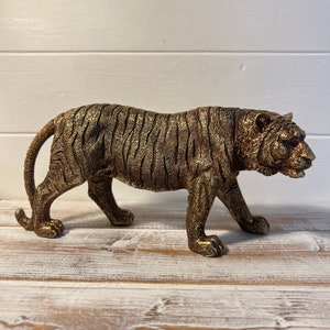 Handcrafted Bronze-effect Tiger Statue - Elegant and Decorative ...