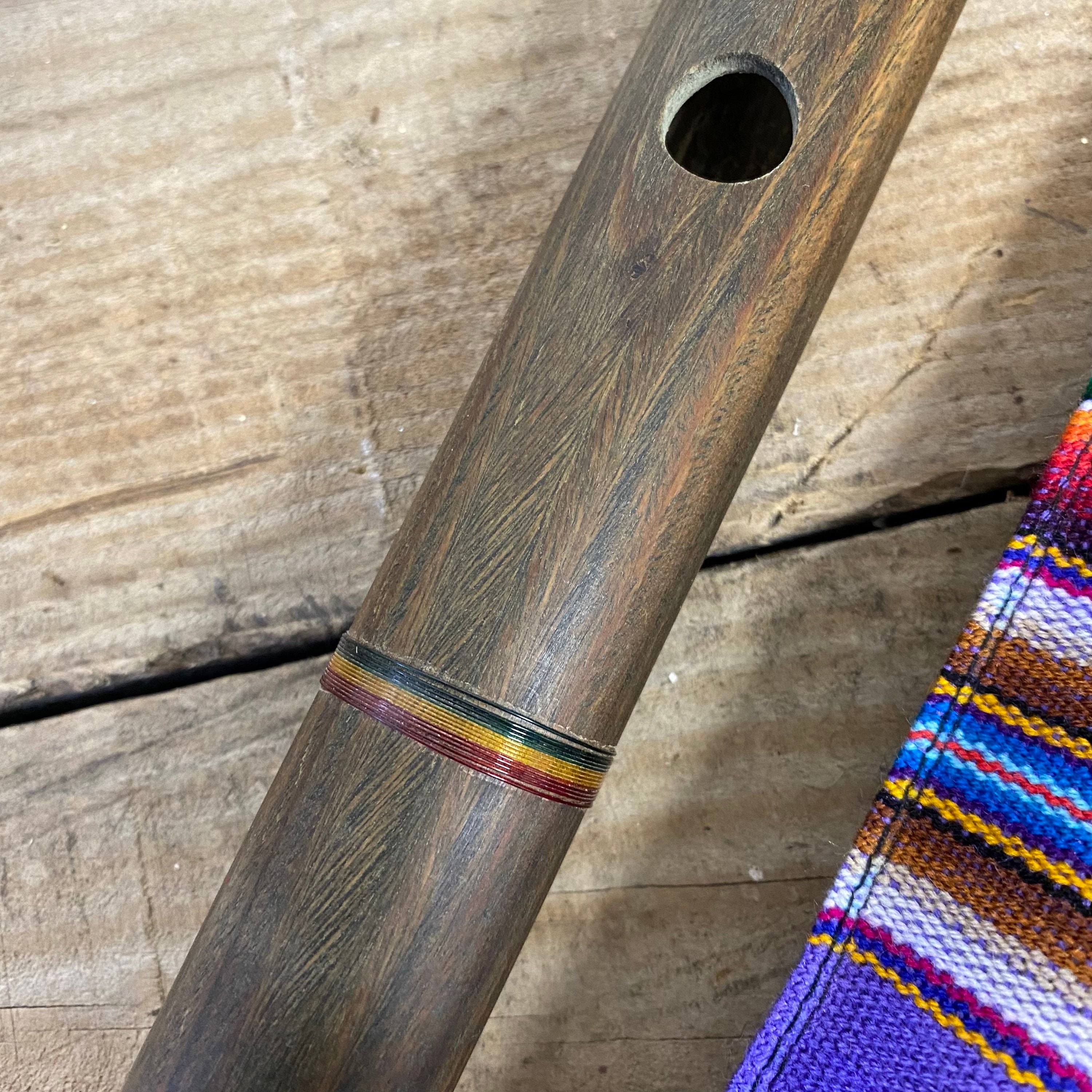 Wooden Andean Quena Jacaranda Flute With a Decorated - Etsy