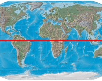 World Map With Equator - Etsy UK