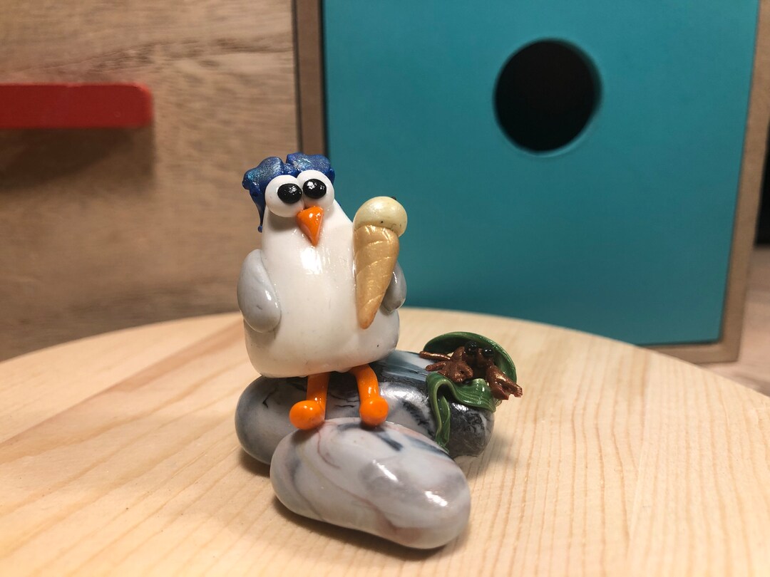 New Handmade Polymer Fimo Clay Seagull - 'slurp' - Etsy UK