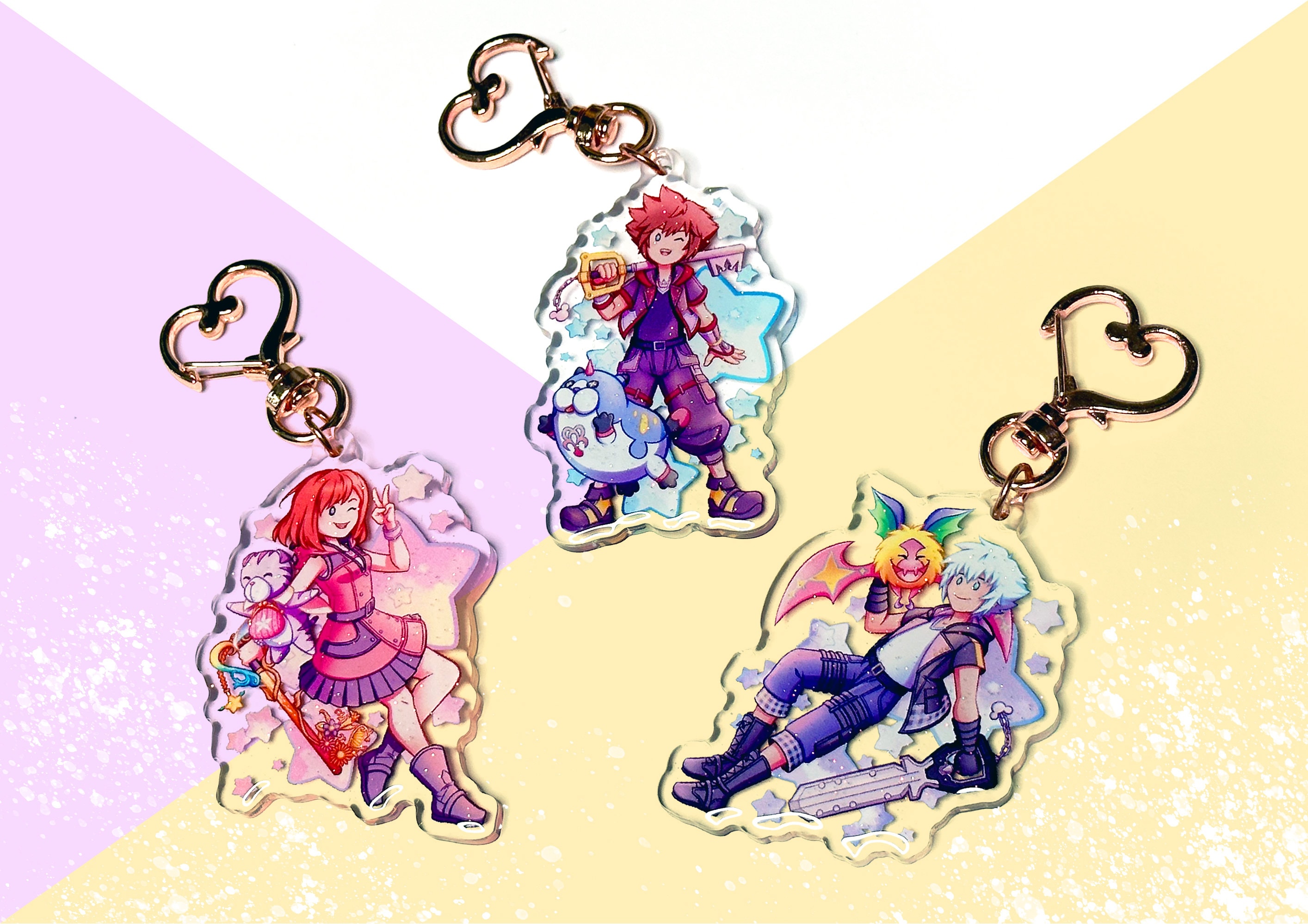 Kingdom Hearts Sora, Kairi & Riku Acrylic Glitter Charms - Etsy