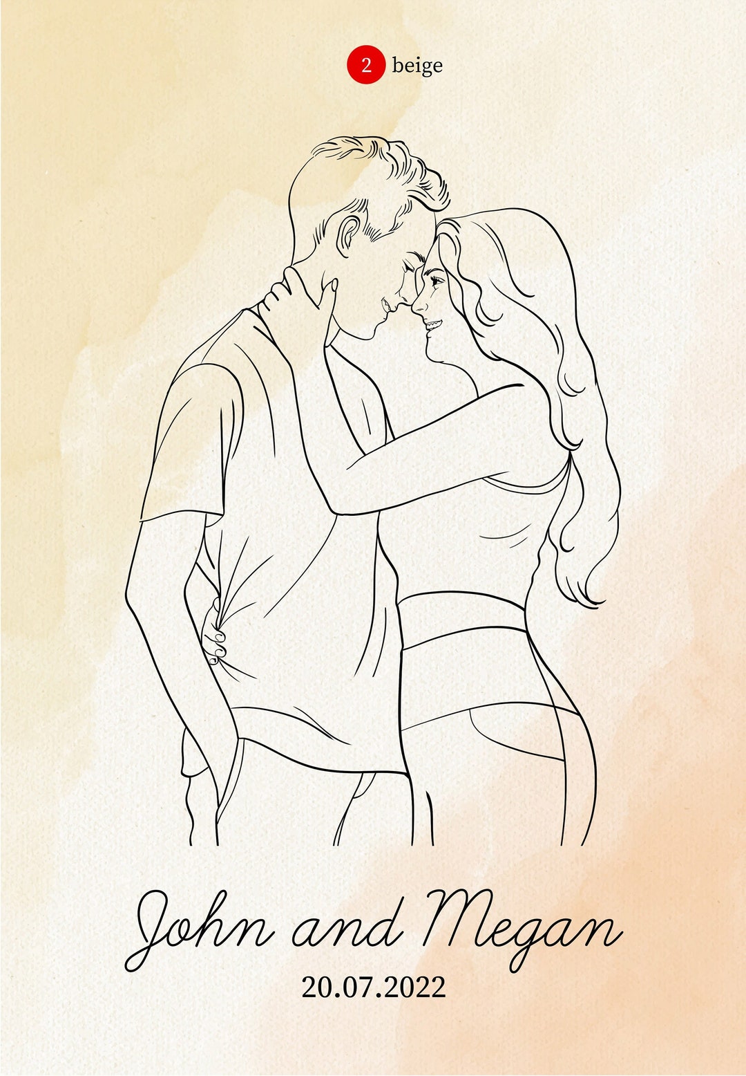 Custom Couple Line Art Portrait | Personalized Anniversary Gift ...