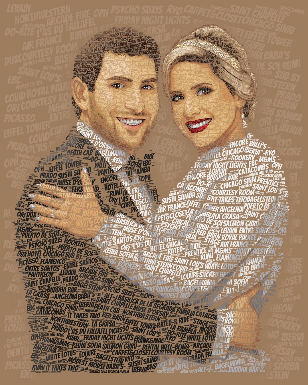 Wedding Wish Portrait, Text Portrait of Words, Engagement Gift, Wedding ...