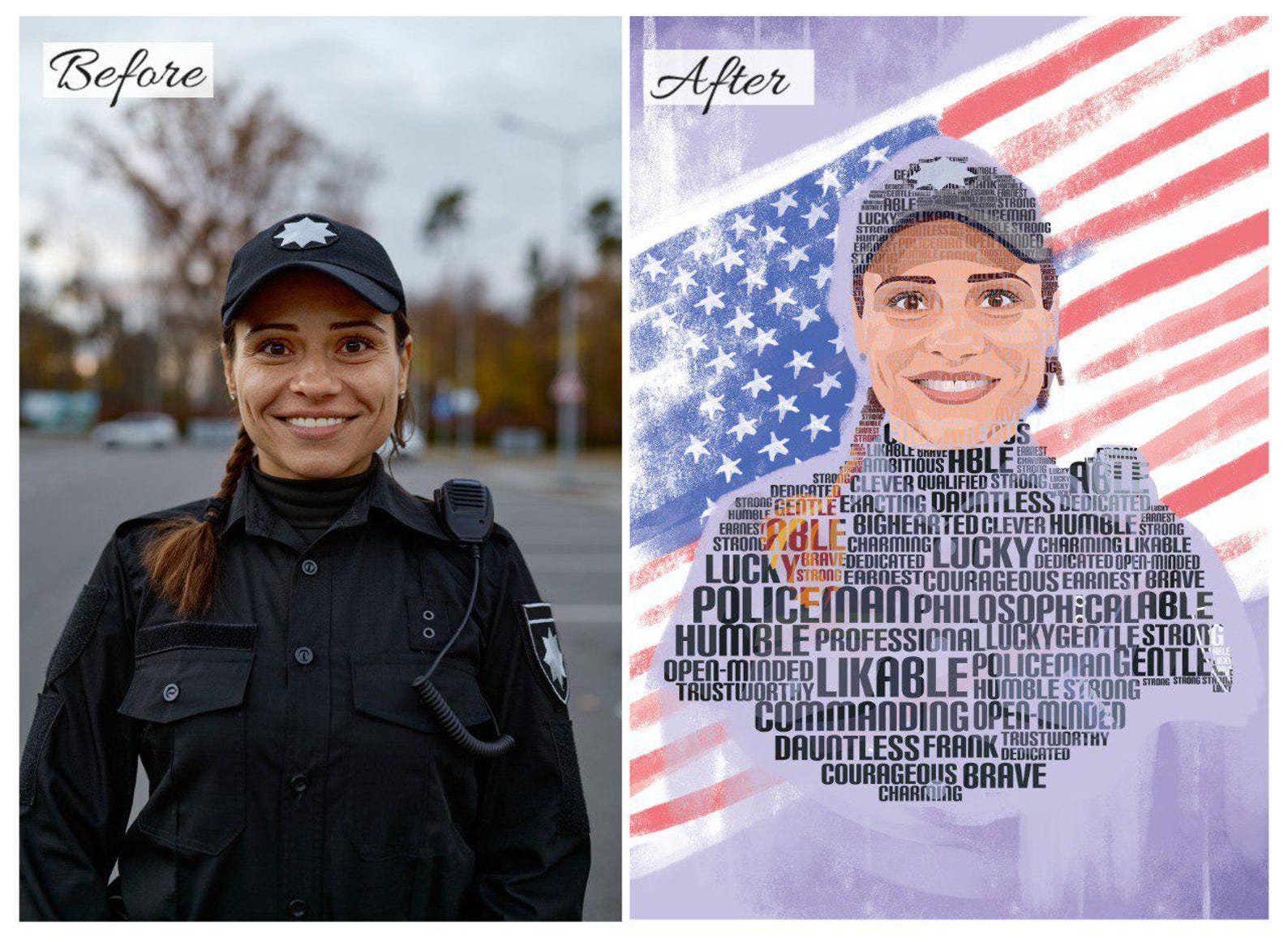 Personalized Police Word Art Portrait From Your Photo, Law Enforcement ...
