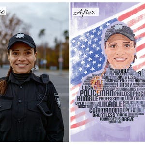 Personalized Police Word Art Portrait From Your Photo, Law Enforcement ...
