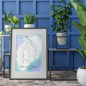 Line Drawing Custom, Outline Drawing, Line Art Print, Line Art Couple ...
