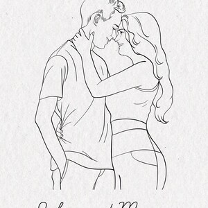 Line Drawing Custom, Outline Drawing, Line Art Print, Line Art Couple ...