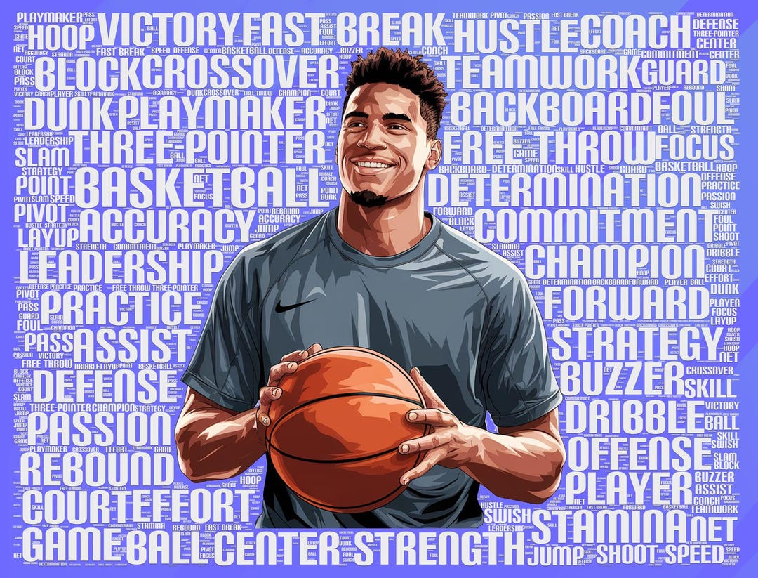 Custom Basketball Player Portrait, Basketball Player Word Art ...