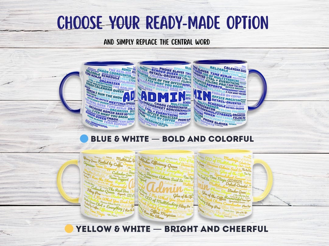 Admin Word Cloud Mug – Custom Office Coffee Cup With Your Text, Gift ...