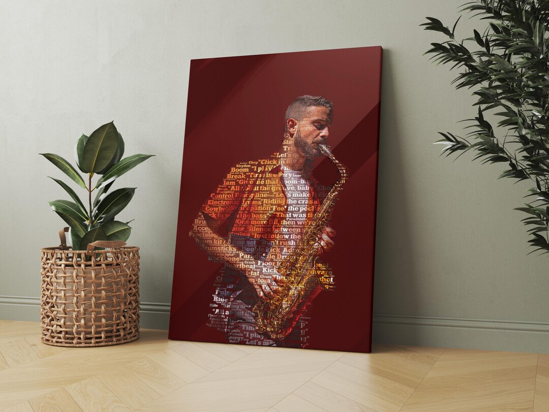 Personalized Saxophone Word Art Portrait – Custom Jazz Musician ...
