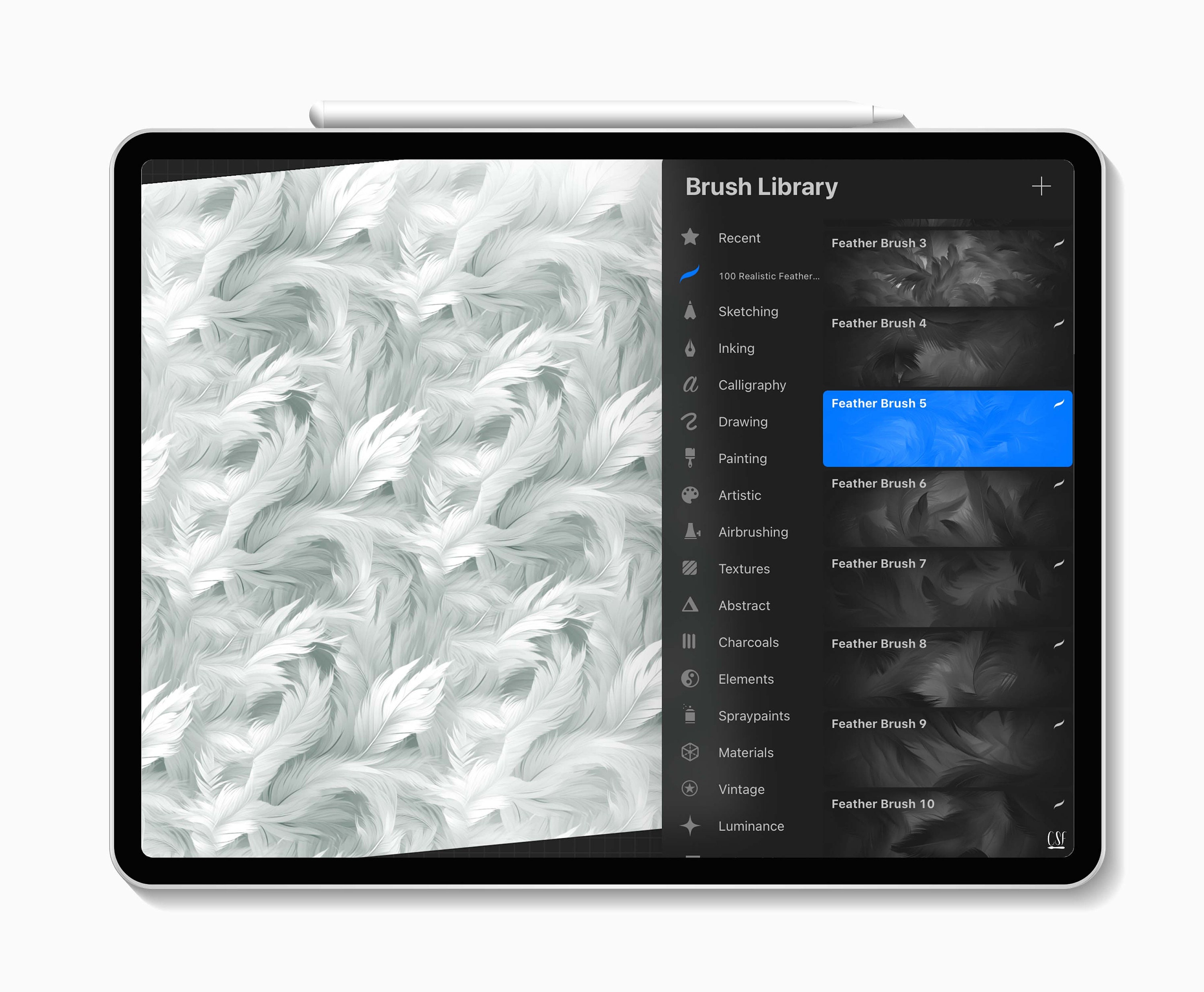 100 Procreate Realistic Feather Texture Brushes, Procreate Feather ...