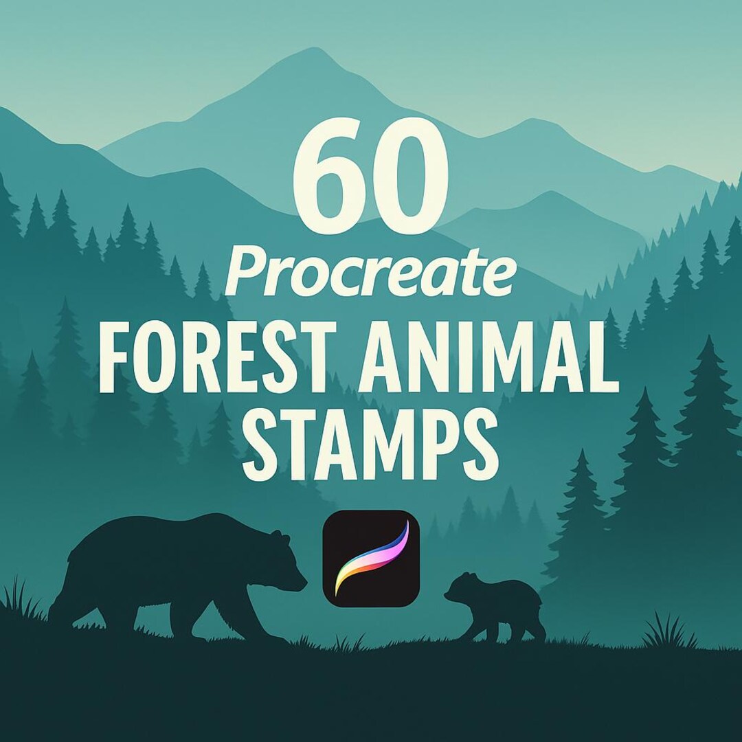 60 Procreate Wild Animal Stamp Brushes, Forest Animal Stamp Set, Animal ...