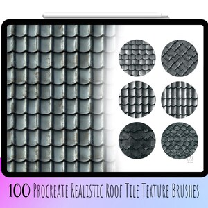 100 Realistic Roof Tile Texture Procreate Brushes, Roof Texture ...
