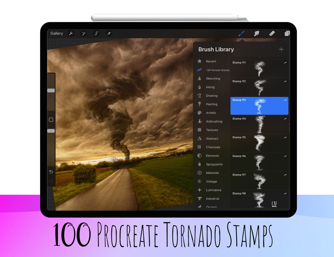 100 Procreate Tornado Stamp Brushes, Tornado Stamp Set,tornado Brushes,procreate Nature, Digital ...