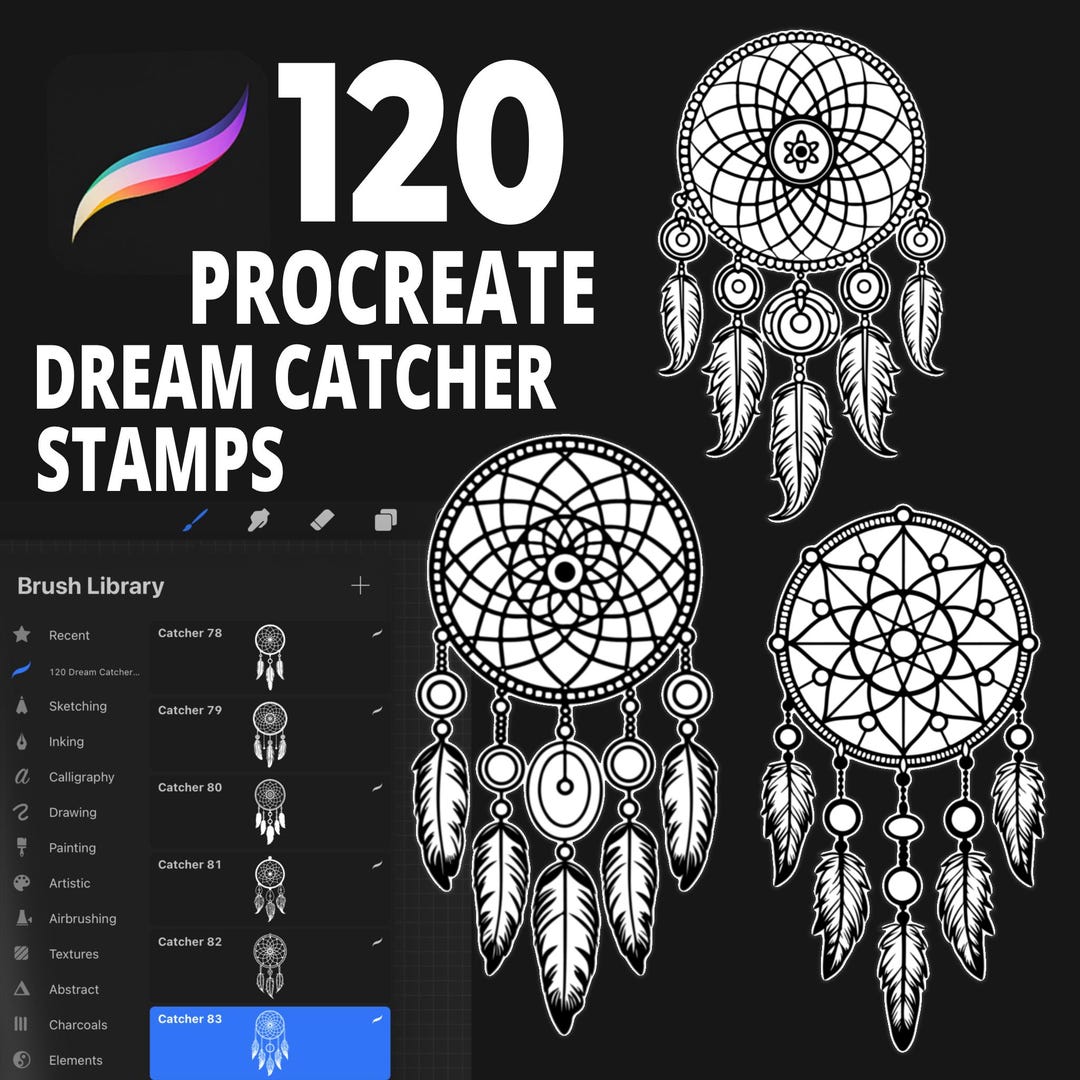 120 Procreate Dream Catcher Stamp Brushes | Boho Digital Stamps ...