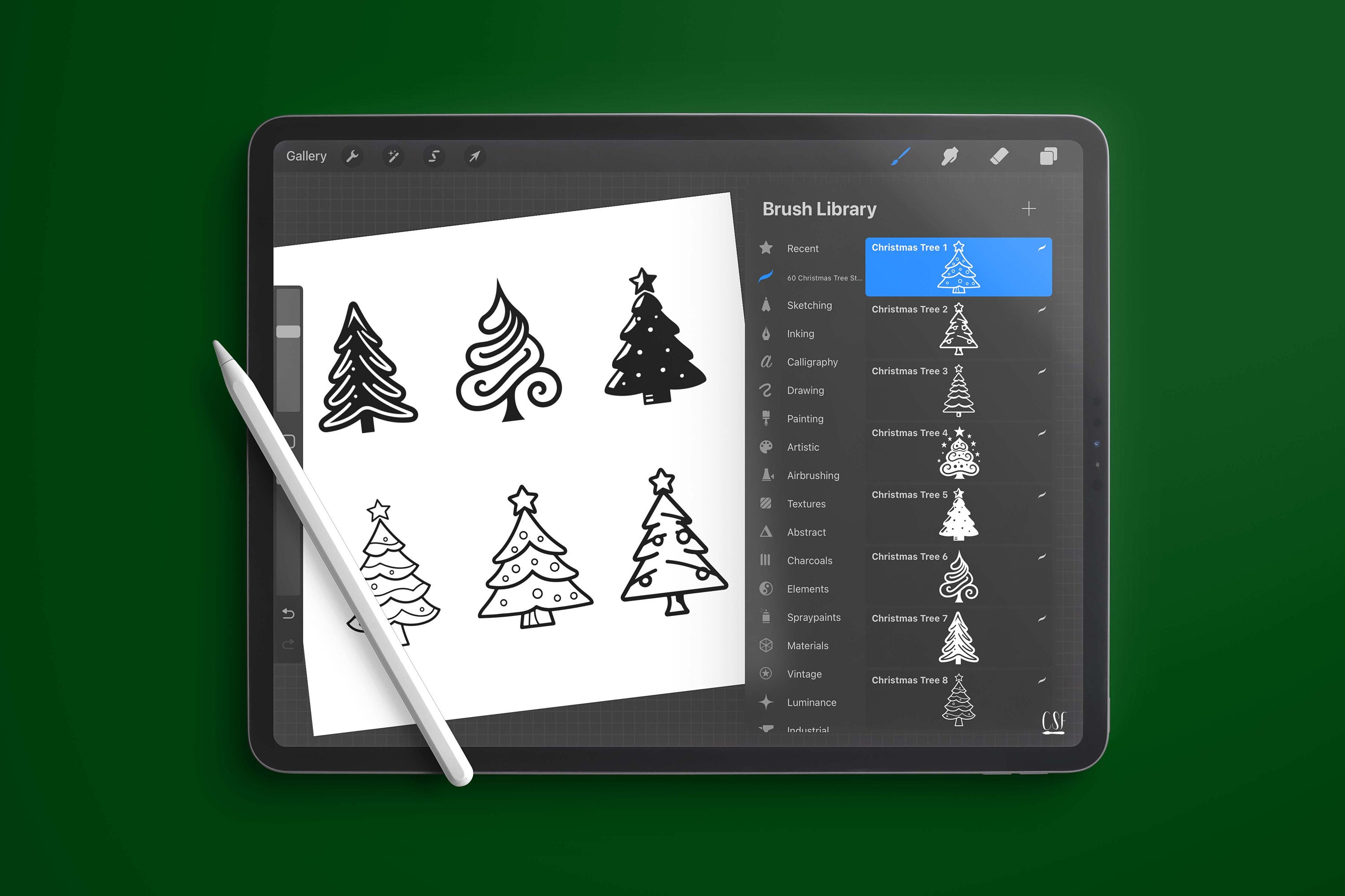 60 Procreate Christmas Tree Stamp Brushes Christmas Tree - Etsy