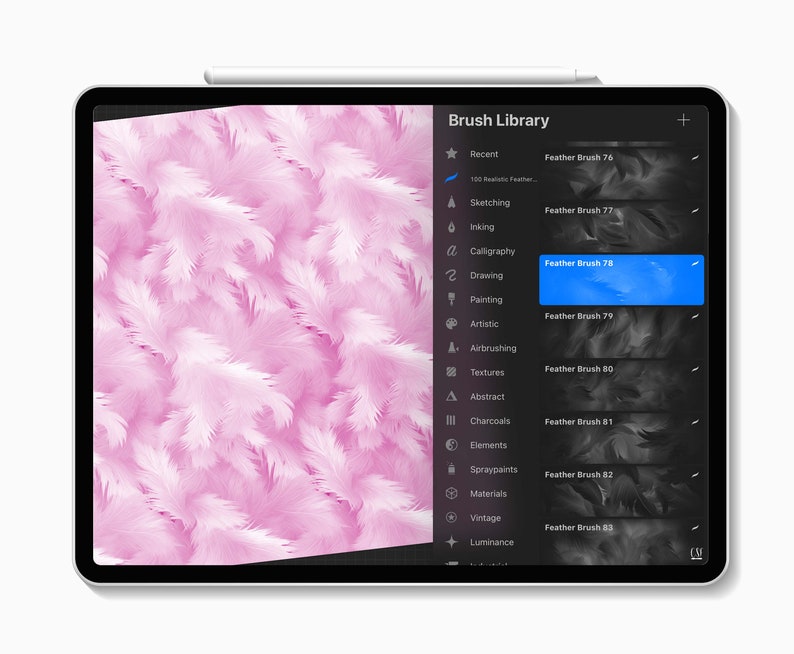 100 Procreate Realistic Feather Texture Brushes, Procreate Feather ...