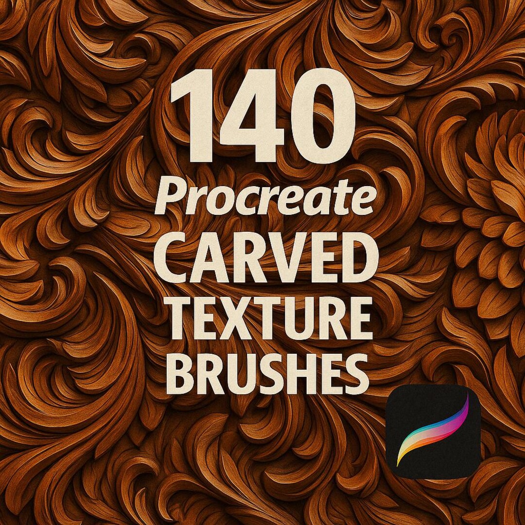 100 Realistic Carved Wood Procreate Brushes, Procreate Seamless, Timber Texture, Carving Effect ...