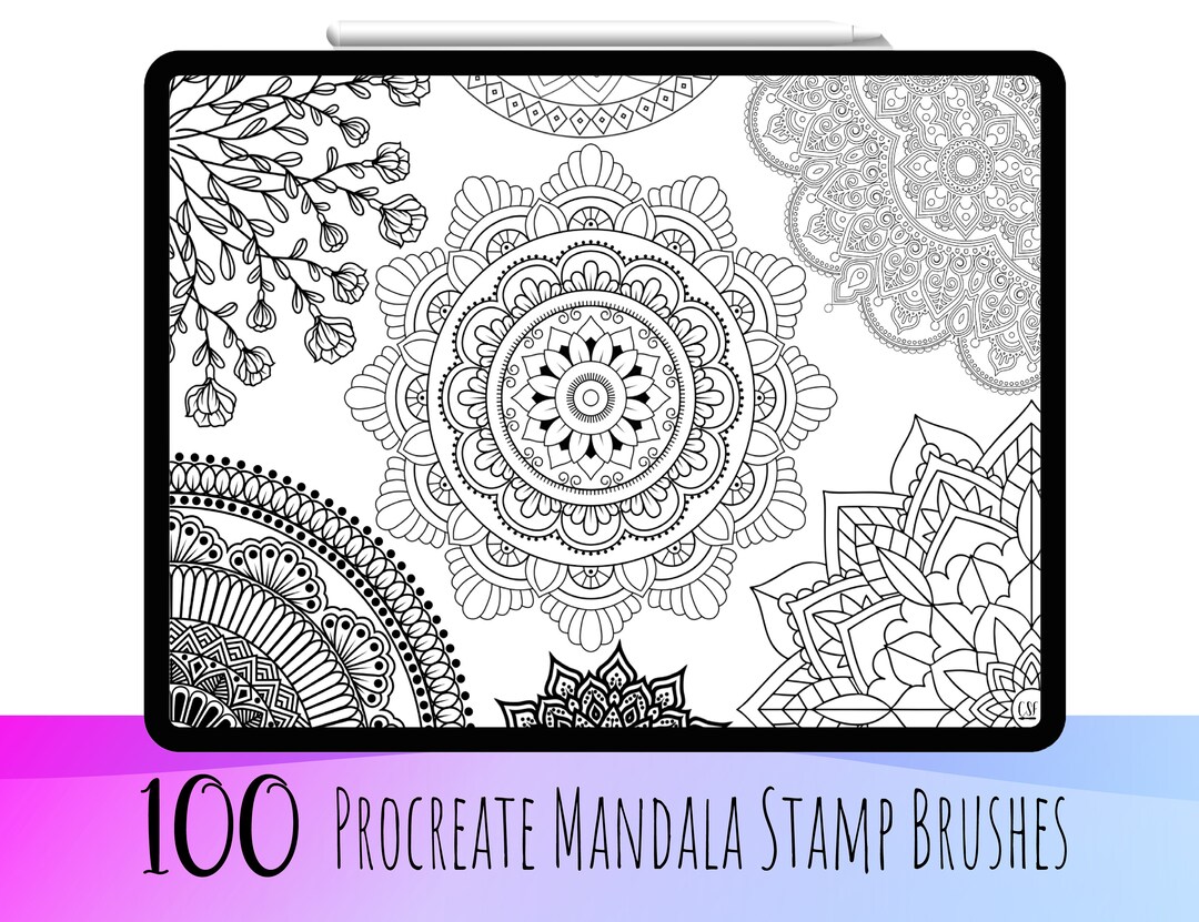 100 Procreate Mandala Stamp Brushes Mandala Stamp Set - Etsy