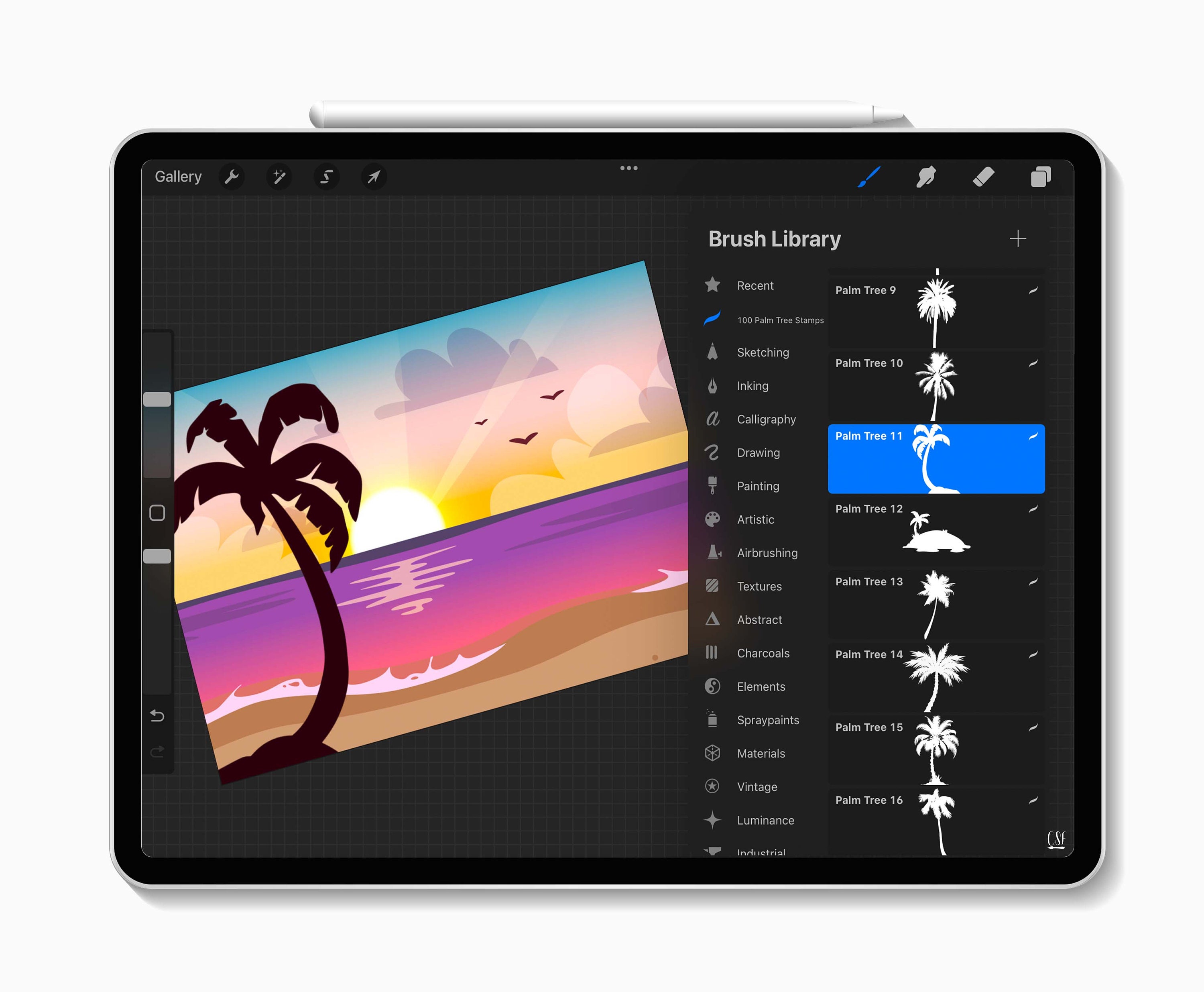 100 Procreate Palm Tree Stamp Brushes,palm Tree Stamp,palm Tree ...