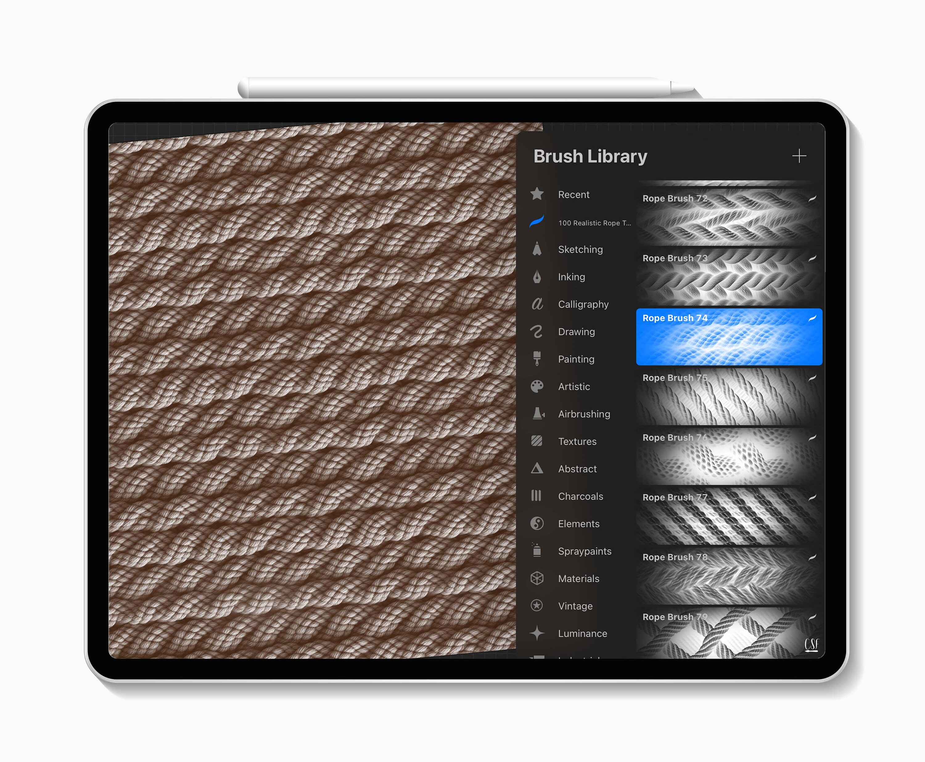 100 Realistic Rope Procreate Brushes, Rope Texture Brush, Procreate ...