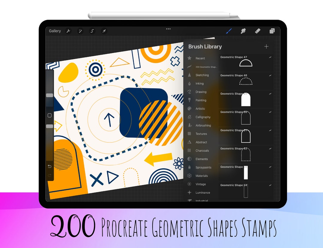 200 Geometric Shape Stamp Brushes, Geometric Shape Stamp Set, Geometric ...