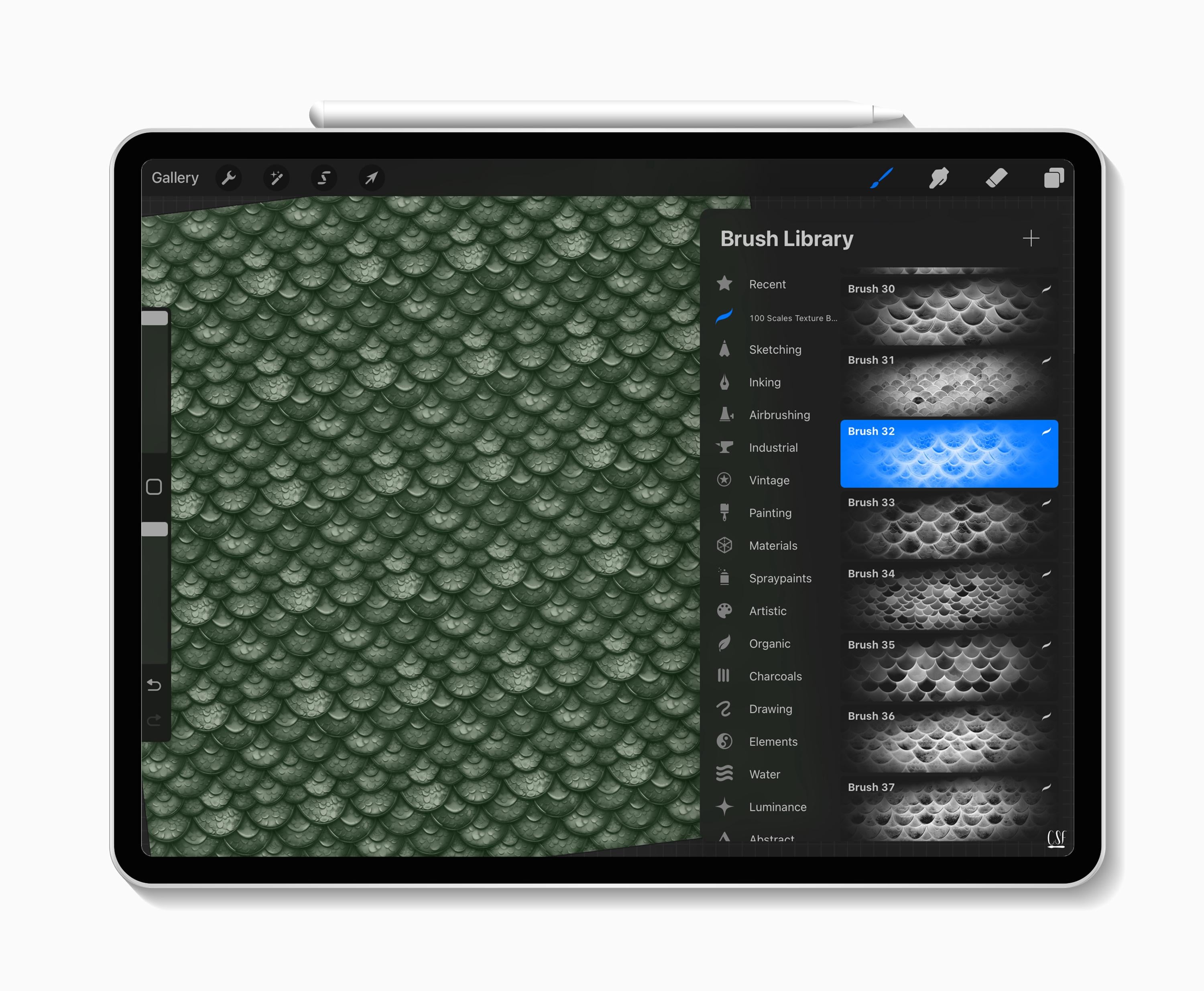 100 Procreate Fish Scale Texture Brushes | Procreate Mermaid Scales ...
