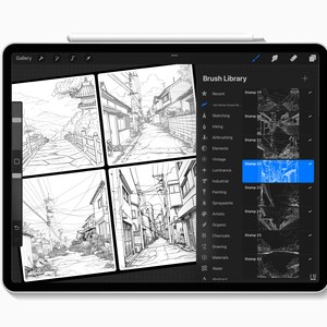 160 Procreate Anime Scene Stamp Brushes, Procreate Anime, Action Manga ...