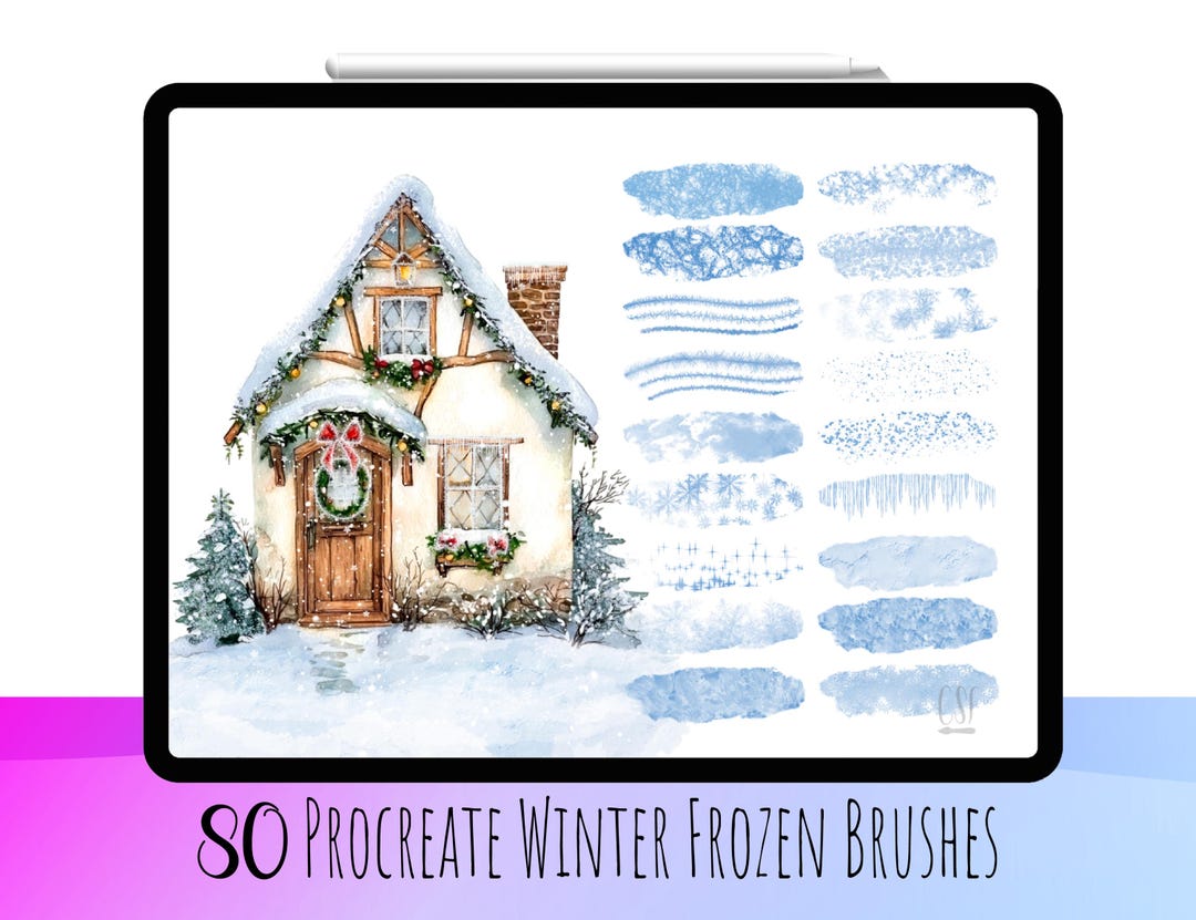 80 Procreate Winter Frost Brushes, Frost Effect, Ice Brush, Snowflake ...