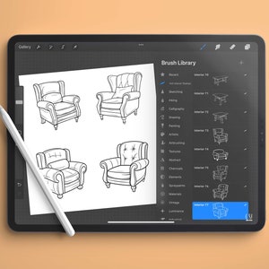 160 Procreate Interior Furniture Stamp Brushes, Procreate Interior ...