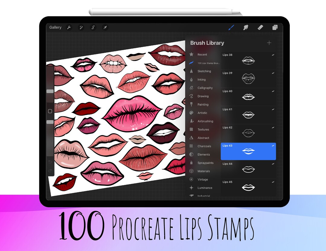 100 Procreate Lips Stamp, Lips Stamp Set, Procreate Face, Procreate Lip ...