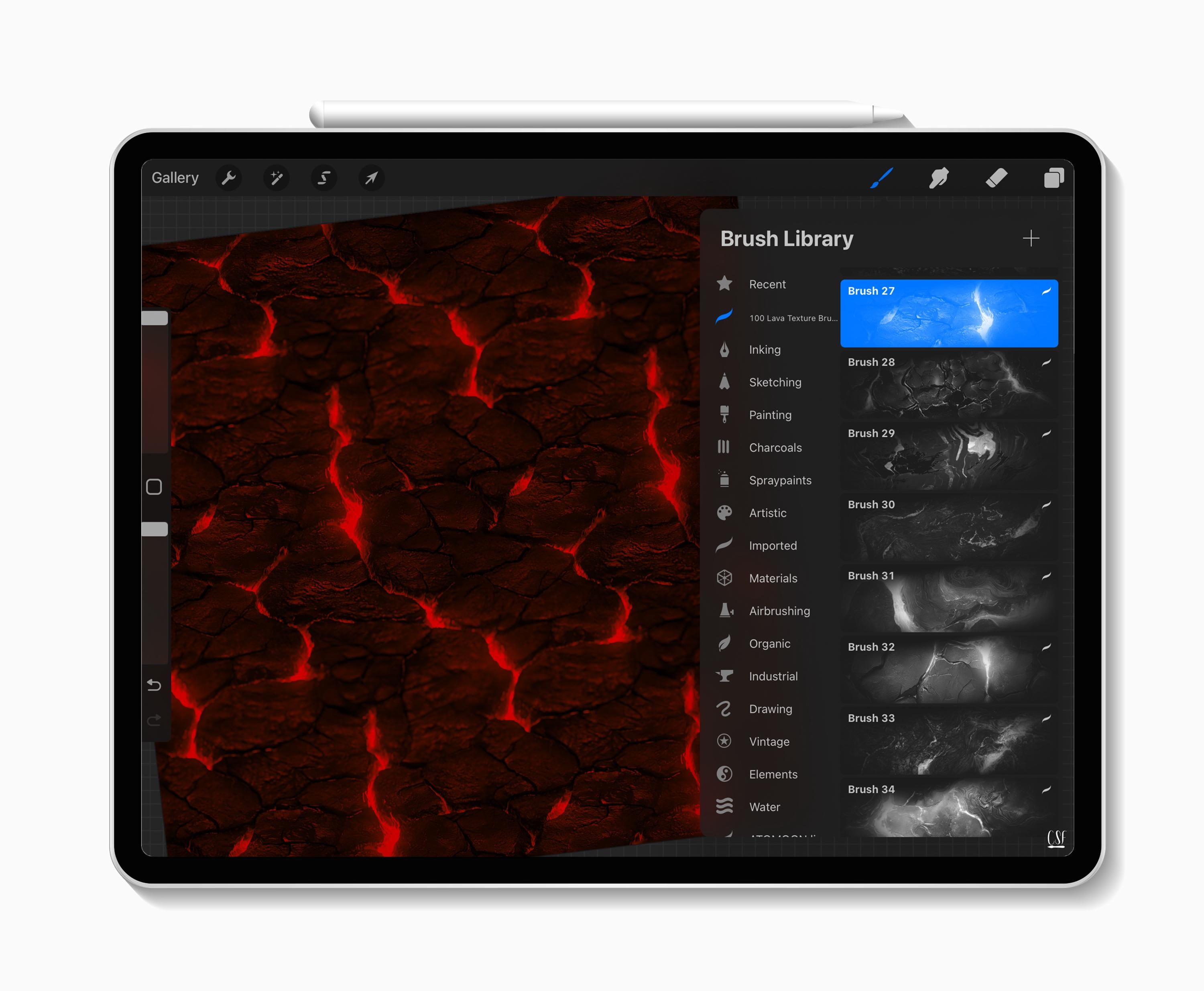 100 Procreate Lava Texture Brushes, Realistic Volcanic Brushes, Fire ...