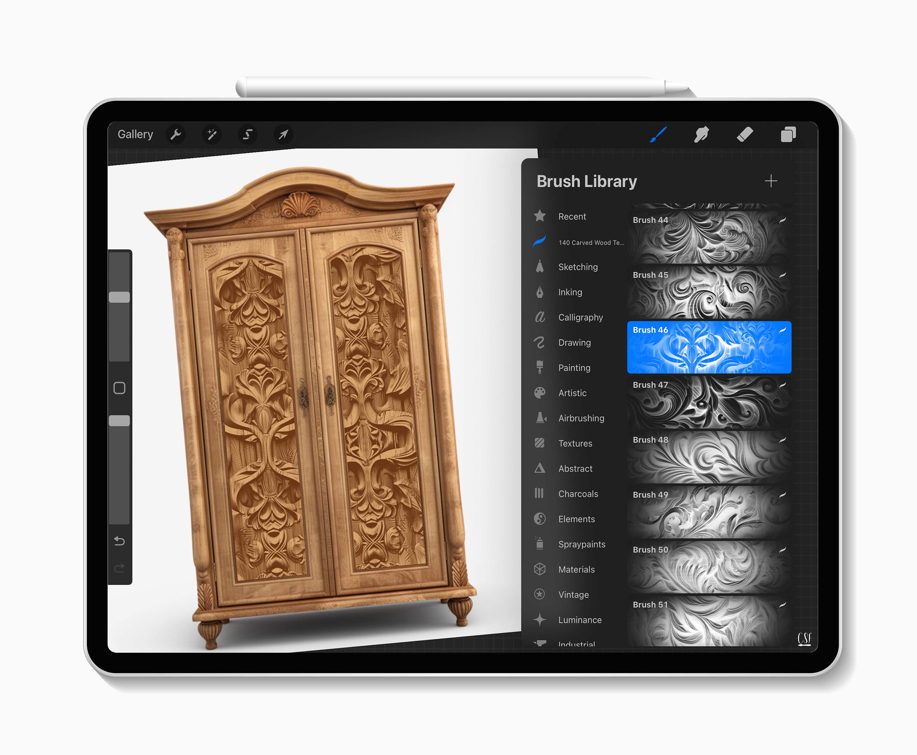 100 Realistic Carved Wood Procreate Brushes, Procreate Seamless, Timber ...