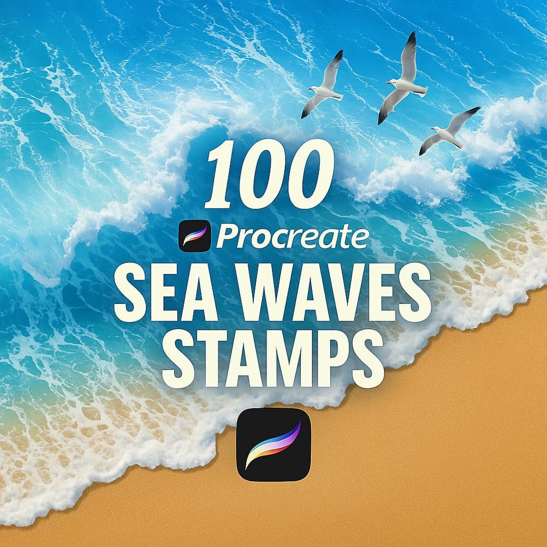 100 Procreate Sea Wave Stamp Brushes, Waves Stamp Set,wave Brushes,procreate Beach,water Stamp ...