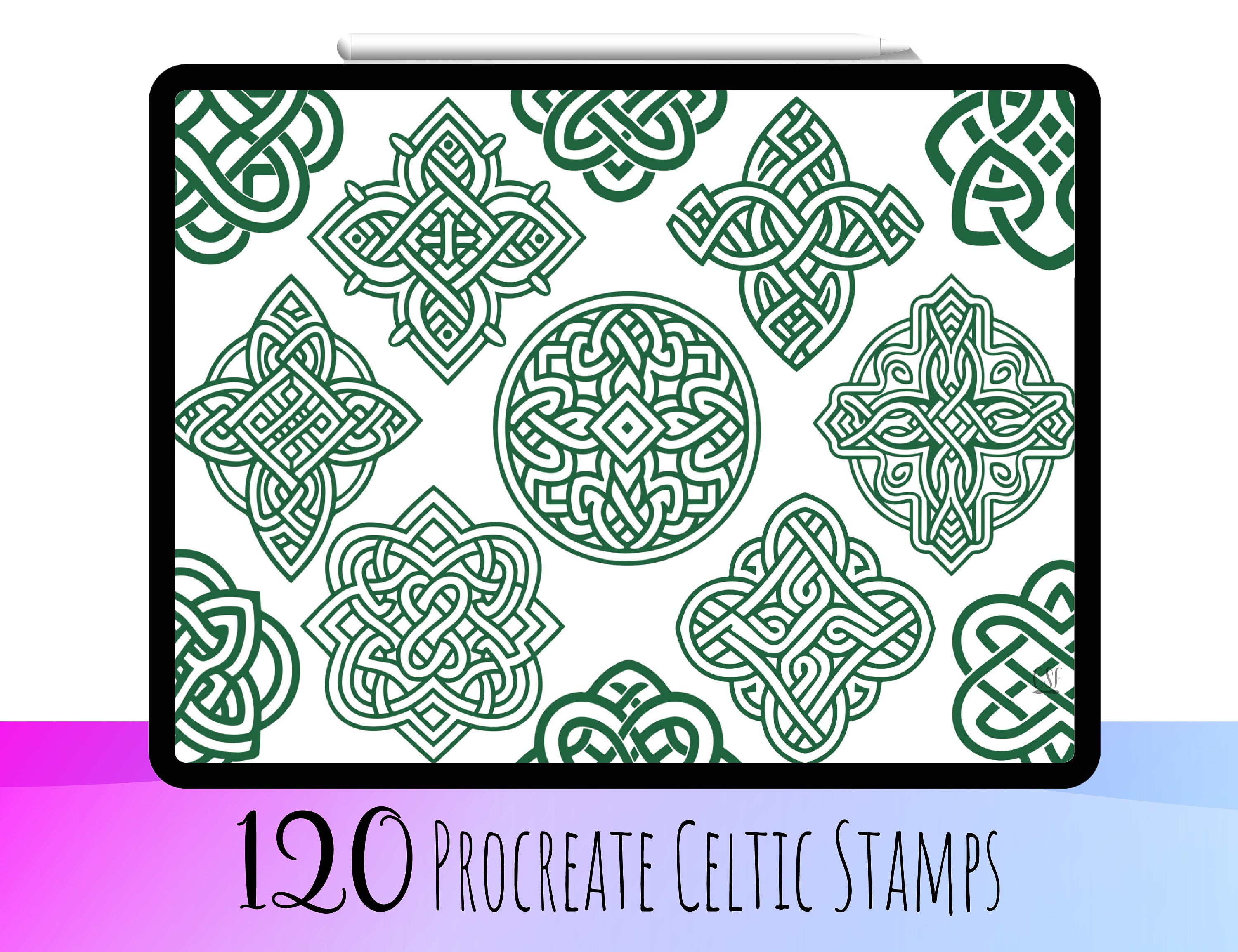 120 Procreate Celtic Stamp Brushes Celtic Stamp Set Celtic - Etsy