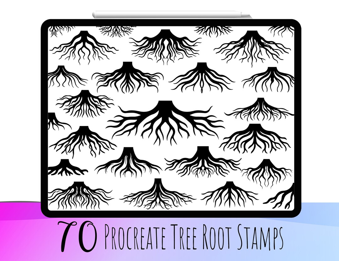 70 Procreate Tree Roots Stamp Brushes,tree Roots Stamp, Procreate Tree ...