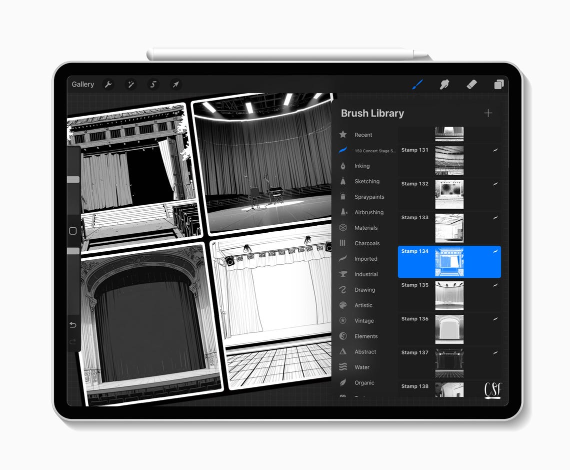 150 Procreate Concert Stage Background Stamps, Music Venue Scenes, Live ...