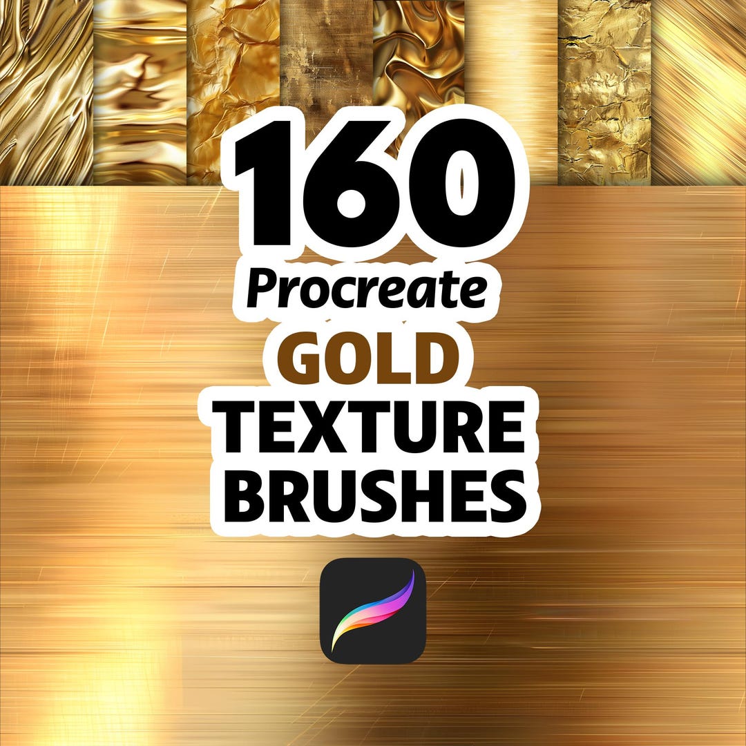 160 Procreate Realistic Gold Texture Brushes for Shiny Metallic Effects ...