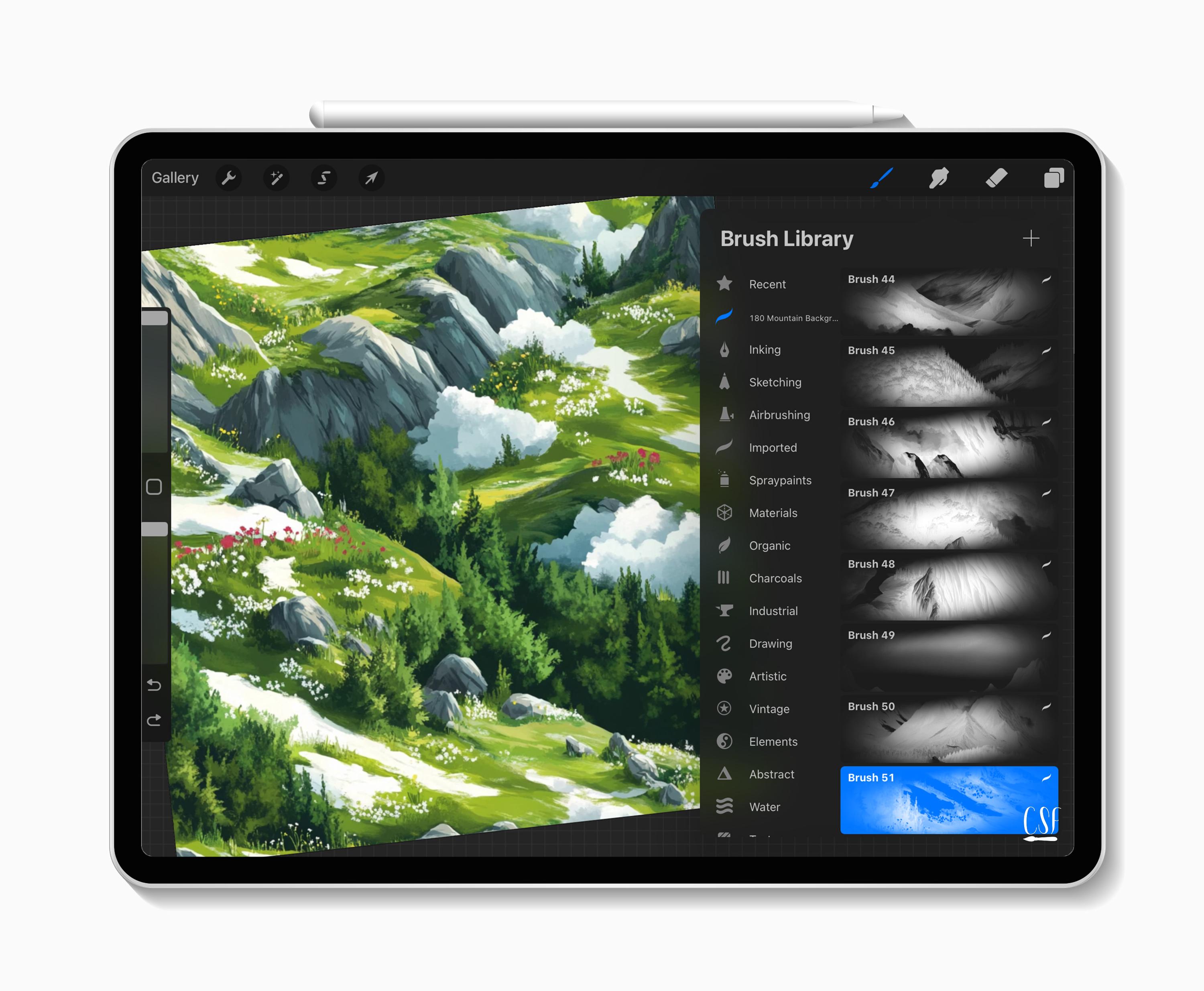 180 Procreate Mountain Texture Brushes, Mountain Landscape, Procreate ...