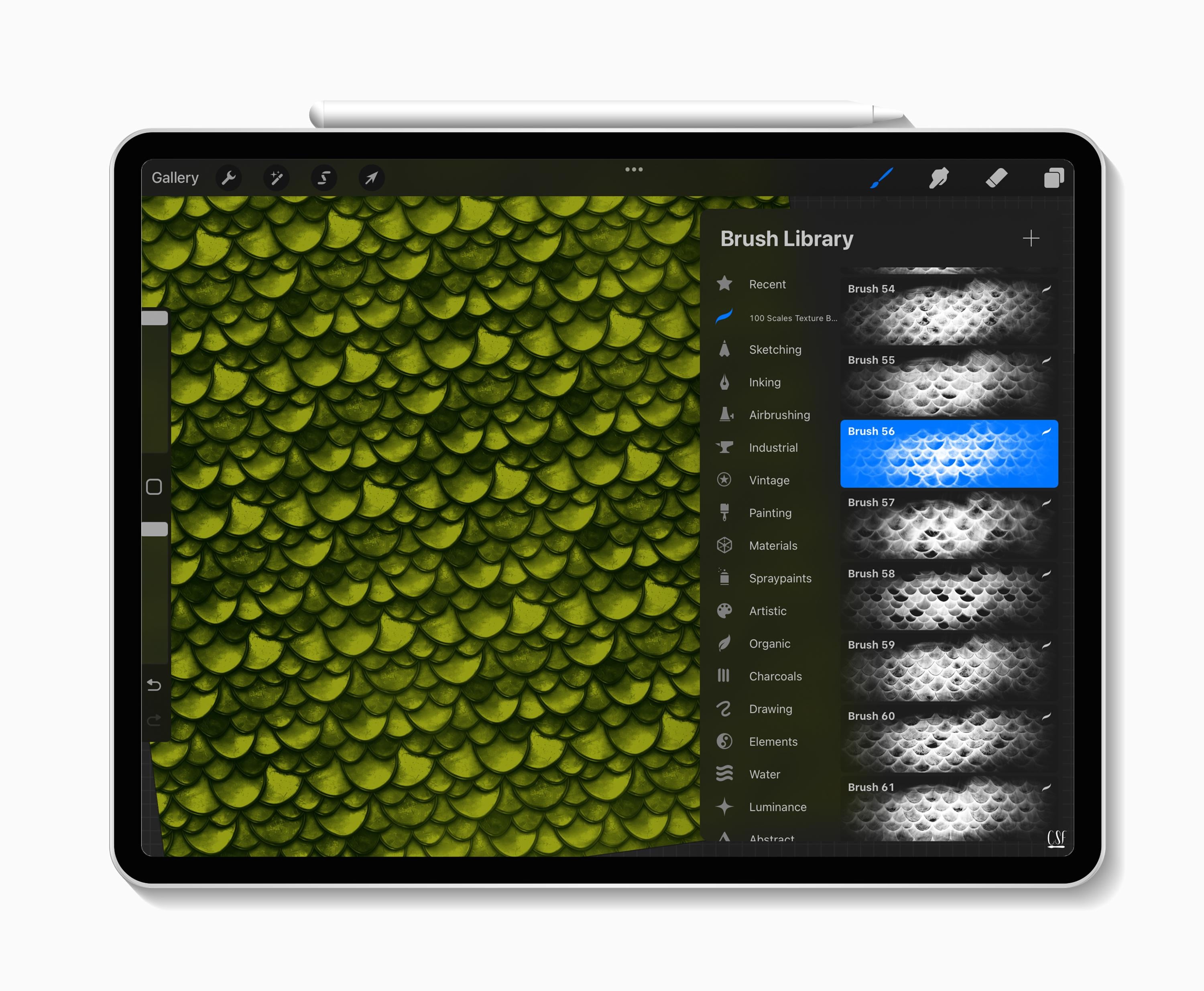 100 Procreate Fish Scale Texture Brushes | Procreate Mermaid Scales ...