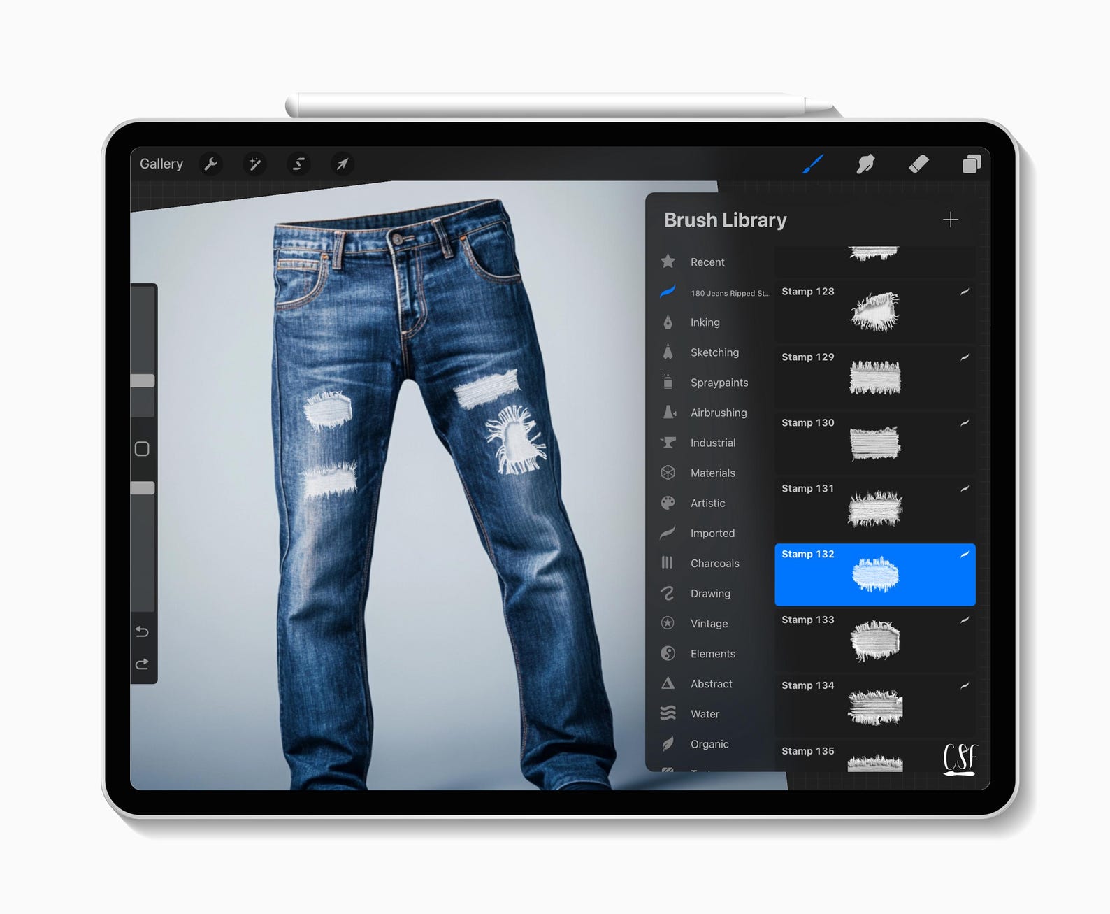 Procreate Ripped Jeans Stamps, Realistic Distressed Denim Fabric and ...