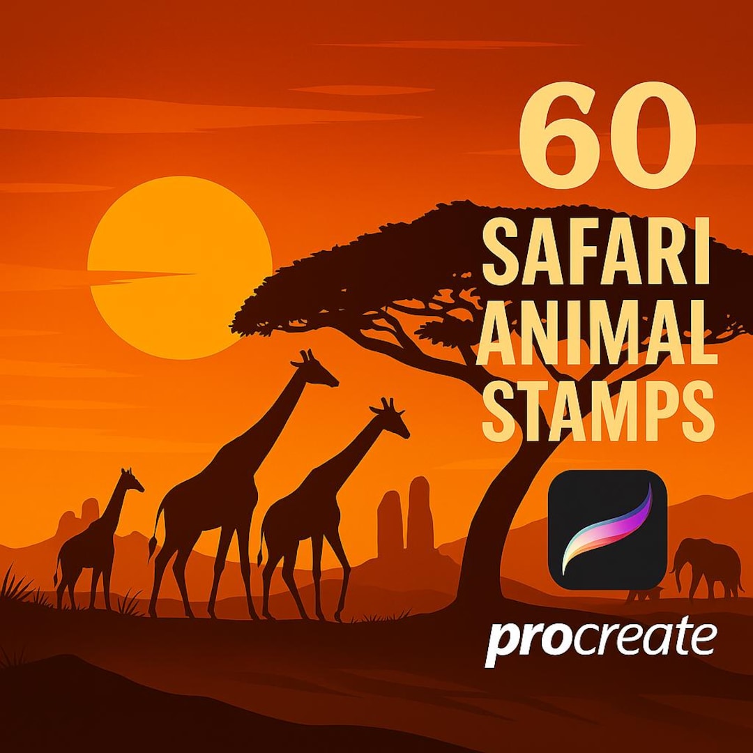 60 Procreate Safari Animal Stamp Brushes, Procreate Safari, Safari ...