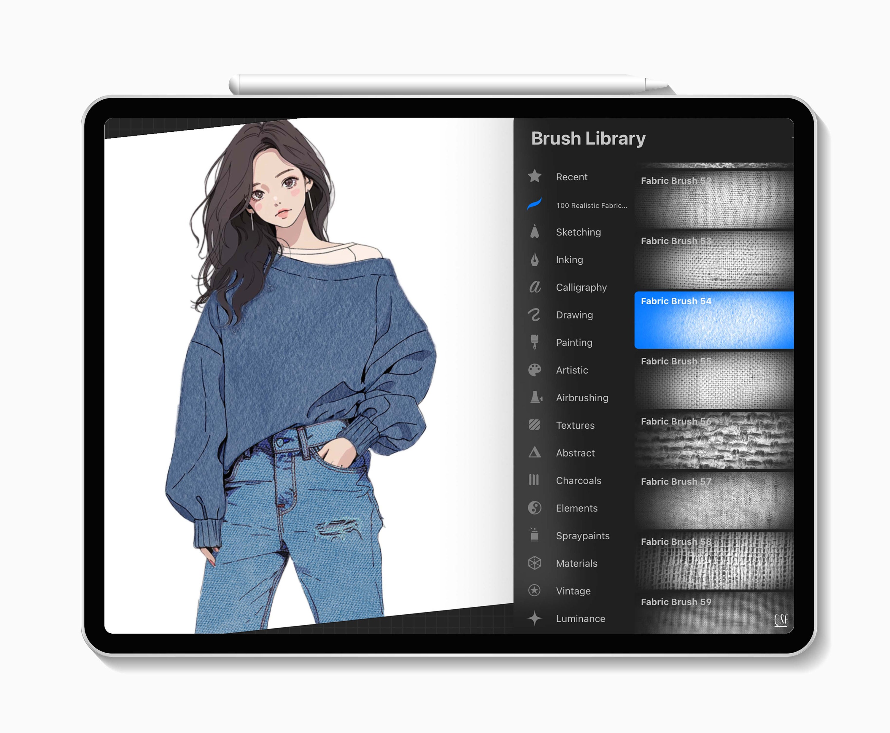 100 Realistic Fabric Texture Procreate Brushes, Fashion Procreate Brush ...